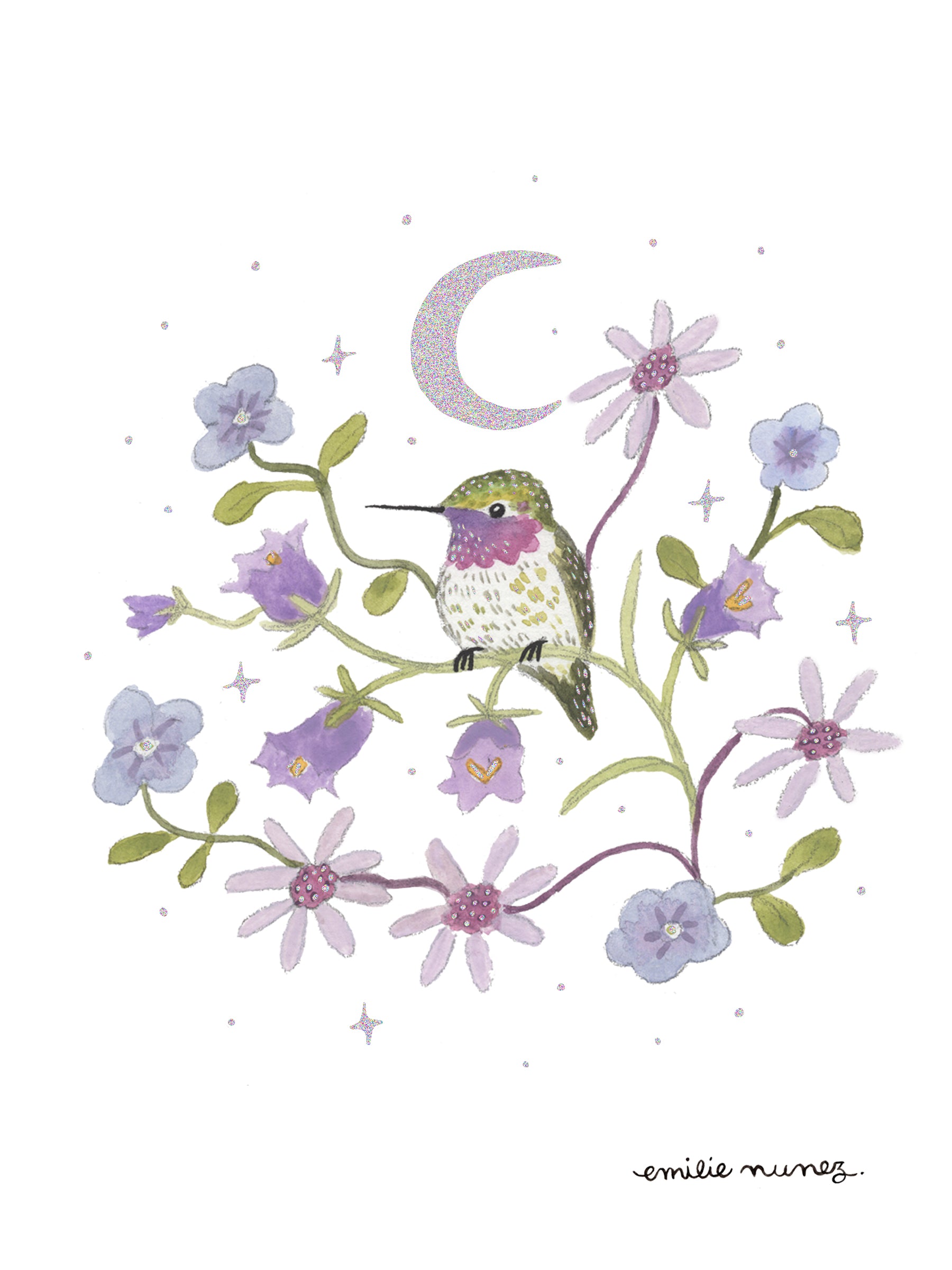 Amethyst Woodstar Hummingbird Art Print with Iridescent Foil – Emilie ...